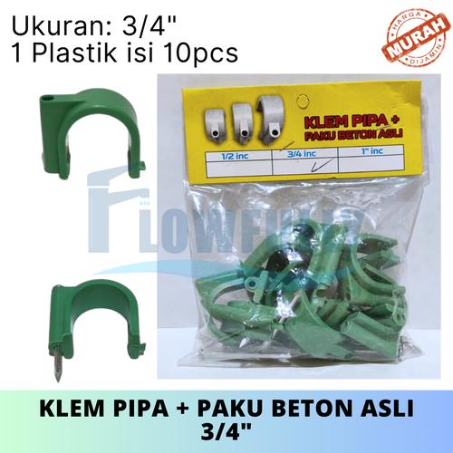 Jual Klem Pipa PVC + Paku Beton Dumbo 3/4 Inch Clam Clamp Omega - 1 Pak ...