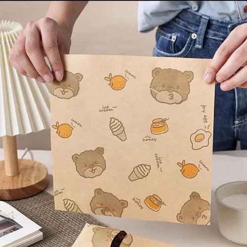 Jual Wax Paper / Baking Paper Motif BEAR uk 15x15, 18x18, 20x20, 22x22 ...