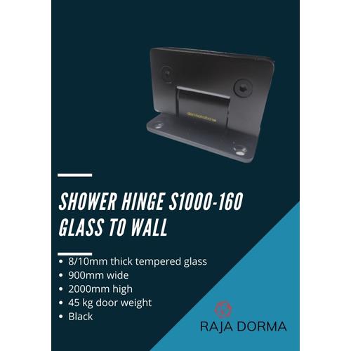 Jual SHOWER HINGE DORMA S1000 - 160 Black Glass to Wall 90 Derajat ...