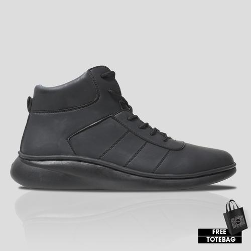 Jual Sepatu Pria Casual Boots Kerja Formal Prodigo Ternate Hitam Full ...