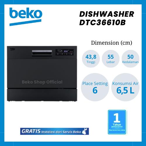 Jual Beko Dishwasher 6 place Settings, Table Top DTC36610B - Black ...