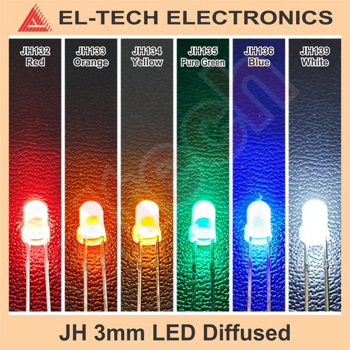Jual 10pcs LED 3mm 3 mm Lampu Difused Doff Merah Kuning Hijau Biru ...