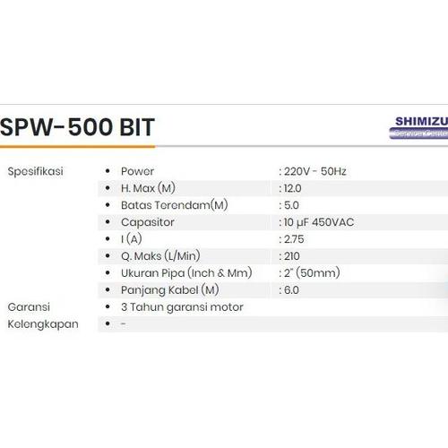 Jual SHIMIZU SPW 500 BIT Pompa Celup Air Kotor & Air Bersih Otomatis ...