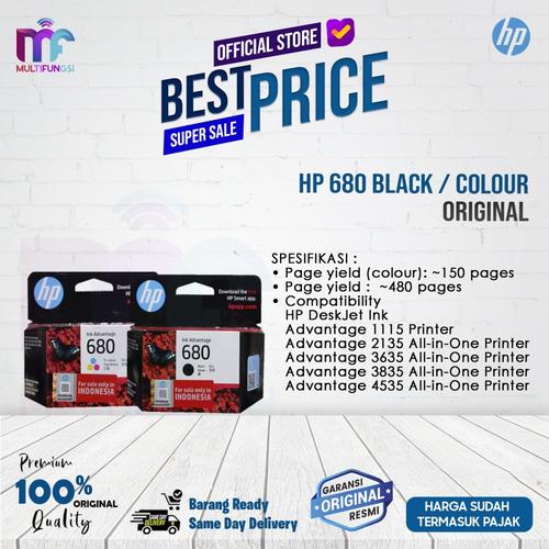 Jual Tinta HP 680 Black / Color Original Ink Cartridge - For 2135, 3635 ...