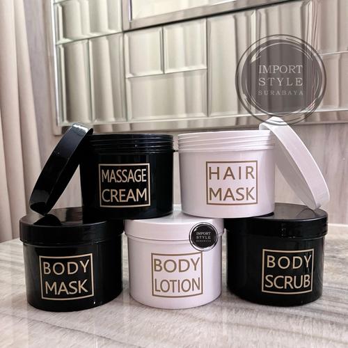 Jual TEMPAT LULUR JAR 500ML HITAM PUTIH GLOSSY TYPICAL GOLD . wadah ...