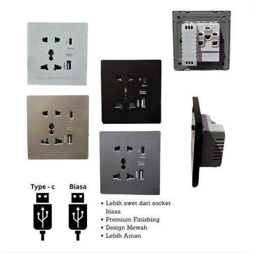 Promo Stop Kontak Colokan Dinding Listrik Universal Usb 2 Port - Putih ...