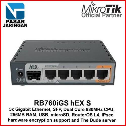 Jual Mikrotik RB760iGS (hEX S) 5 Port Gigabit Ethernet NEW SALE ...
