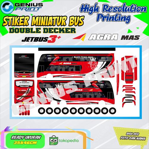 Jual Stiker Mainan Miniatur Double Decker Jetbus 3+ Livery Agra Mas ...