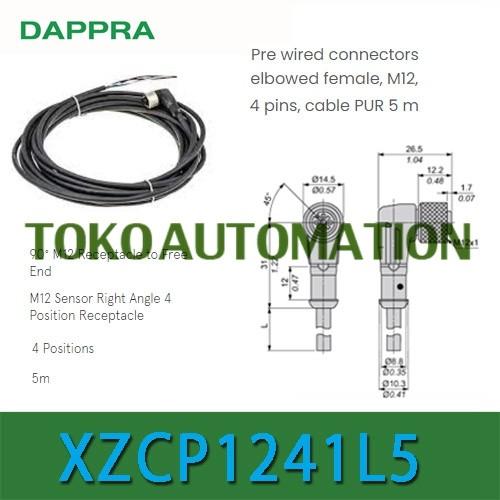 Jual XZCP1241L5 M12 4 pin 5m Pre-wired connector Socket dan cable OH95 ...