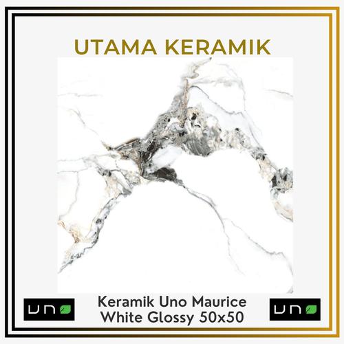 Jual Keramik uno 50x50 maurice white glossy kw 1 - Keramik motif carara ...