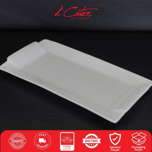 Jual Piring Saji Keramik K122 Ukuran 23 x 12 cm Piring Porcelain Putih ...