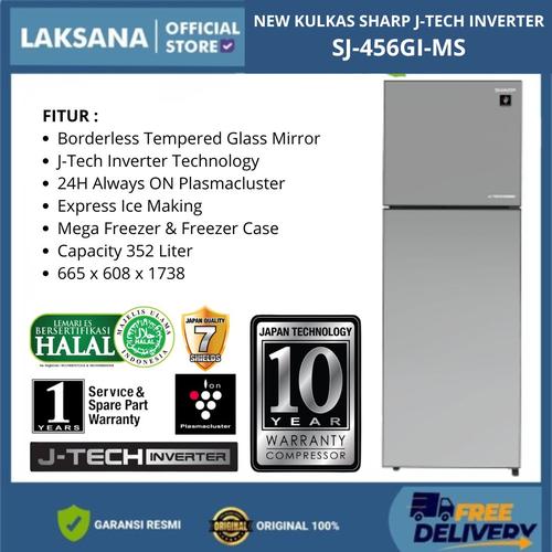 Jual Sharp SJ456GIMS Kulkas 2 Pintu 329 Liter J-Tech Inverter - 24H Always on Plasmacluster SJ ...