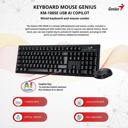 Jual Keyboard Mouse Genius KM-100SE USB AI Cipilot KB Genius KM-100SE ...