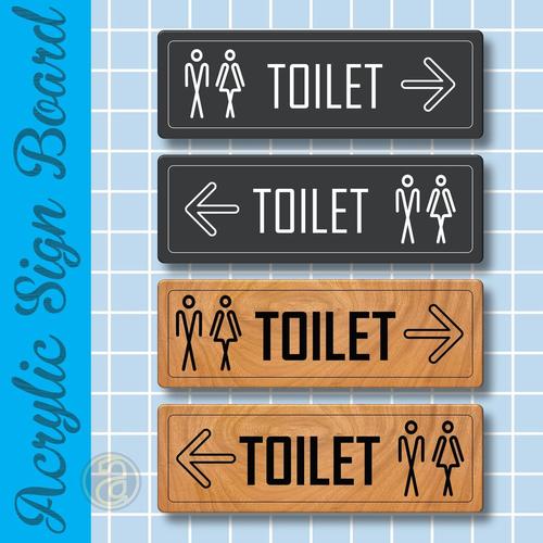 Jual Toilet sign acrylic - Sign board hitam 10x30 cm penunjuk arah ...
