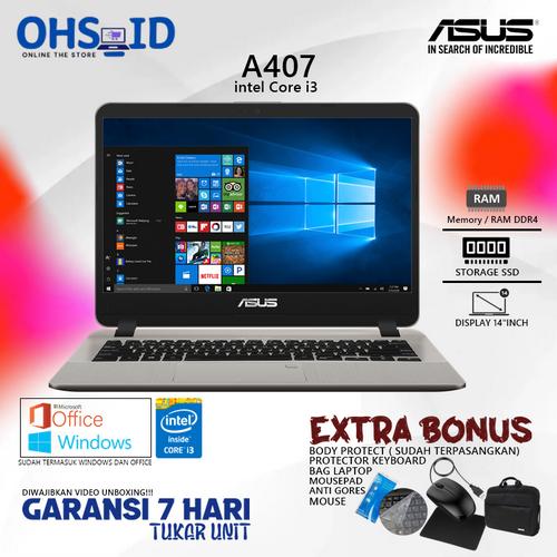 Promo ASUS A407 intel Core i3 RAM 8GB-SSD 512GB 14" HD FINGERPRINT W 10 ...