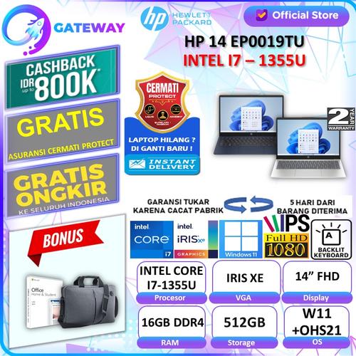Promo Laptop HP 14 ep0018TU ep0019TU I7-1355U 16GB 512 SSD W11 OHS FHD ...