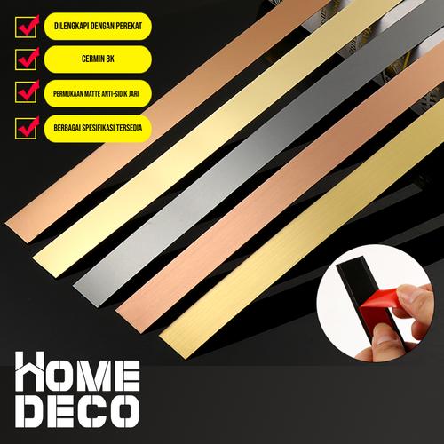 Promo LAIV List Plat Strip Mirror Stainless Steel 3m List Strip Dinding ...