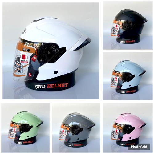 Promo Helm INK Terra 2 Solid White Putih Gorilla Grey Black Glossy Doff Pink Green Blue Double ...