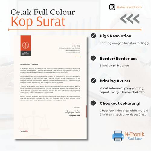 Jual Kop Surat A4 Full Colour Color Warna HVS Border Borderless High ...