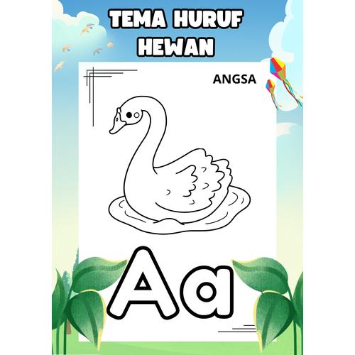 Jual KERTAS MEWARNAI HURUF TEMA HEWAN/KERTAS GAMBAR HURUF HEWAN ...