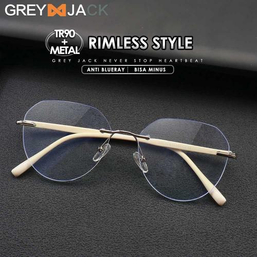 Promo Gray Jack Kacamata Antiradiasi Blueray Rimless Bahan TR+Metal ...