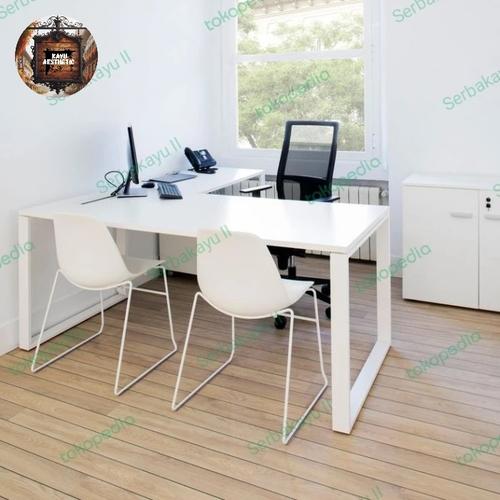Jual meja kantor letter L minimalis putih duco - Jakarta Selatan - Kayu ...