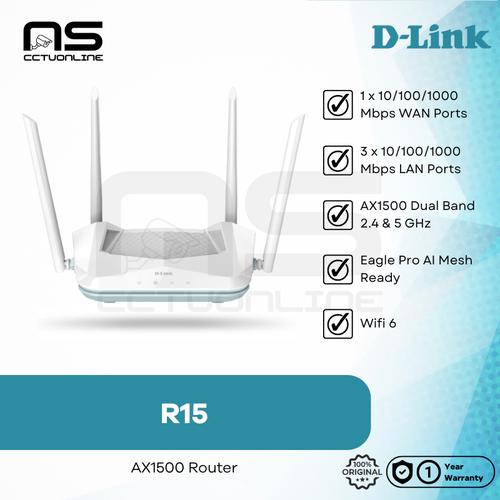 Jual D-LINK R15 WiFi 6 Eagle Pro AI AX1500 Dual Band Mesh Gigabit Smart ...