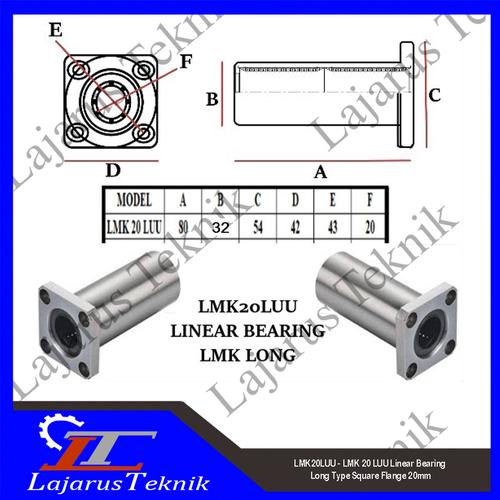 Jual LMK20LUU - LMK 20 LUU Linear Bearing / Long Type Square Flange ...