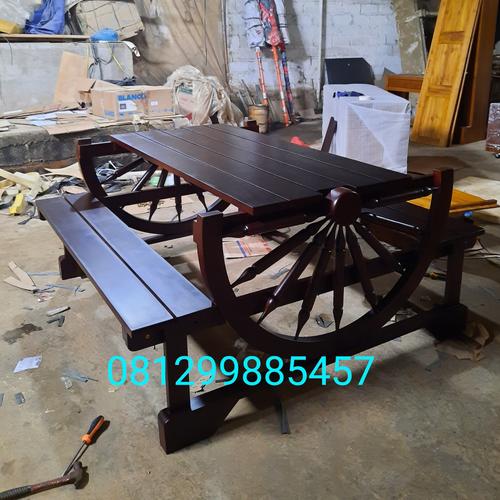 Jual Meja makan jati / kursi makan jati / meja makan roda dokar antik ...