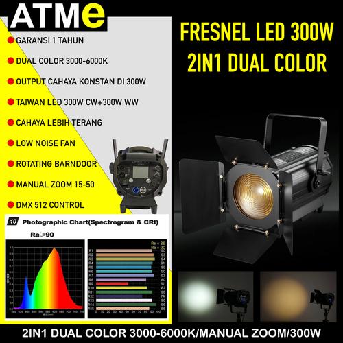 Jual ATMe Fresnel LED 300W 2in1 3000-6000K Manual Zoom Lampu Sorot ...