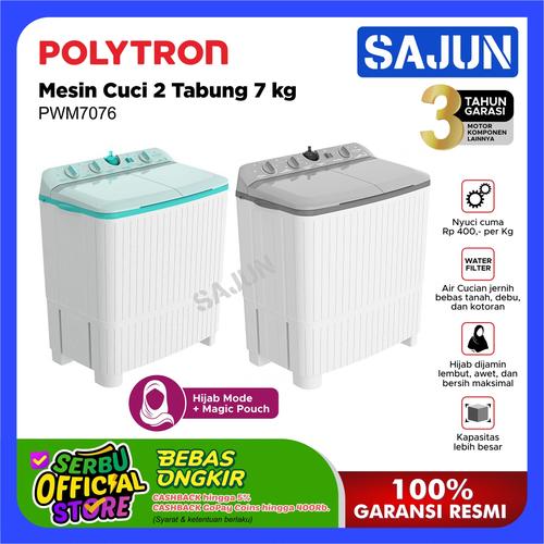 Promo Polytron PWM7076 Mesin Cuci 2 Tabung Giant Series Hijab 7 KG PWM ...