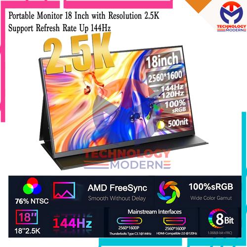 Jual Portable Monitor 18 Inch with Resolution 2.5K Support Refresh Rate ...