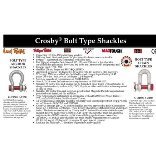 Jual Crosby Bolt Type Anchor Shackle 1 TON G2103 1019470 Bow Shackle ...