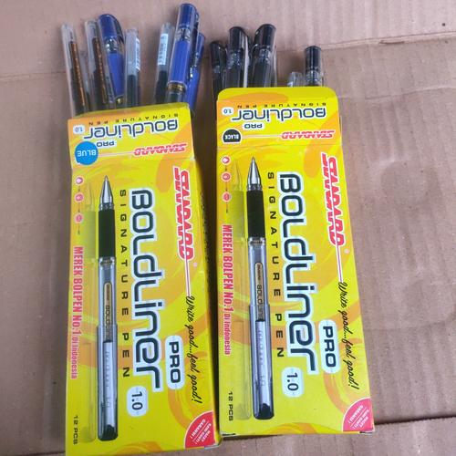 Jual pulpen standard boldliner pro 1.0mm hitam/biru signature pen ...