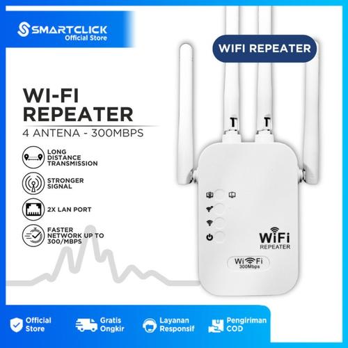 Promo Smartclick Wi Fi Repeater Wireless Extender Range 300 Mbps 4 ...