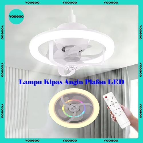 Promo Lampu Kipas Angin Plafon Remote LED Minimalis RGB Rotation 50 W ...