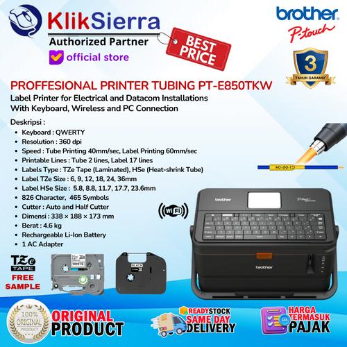Jual BROTHER PT-E850TKW PTouch Label Barcode PTE850 Tube Tubing E850 ...