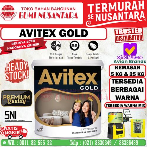 Jual Avitex Gold Cat Tembok Exterior Interior 5 KG & 25 KG Wall Paint ...