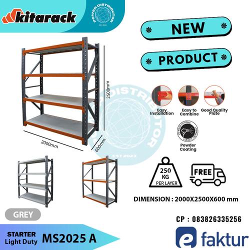 Promo Rak Gudang Besi Light Duty MS2025 250kg/Layer Frame Abu - Rak ...