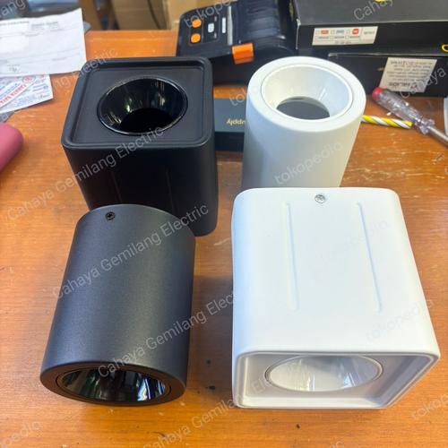 Jual kap lampu downlight outbow surface mount fitting mr16 spot spotlight nempel plafon - Hitam ...