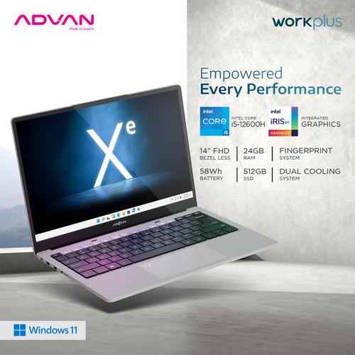 Promo ADVAN Workplus Intel Core i5-12600H 14'' inch FHD IPS 24GB/512GB ...