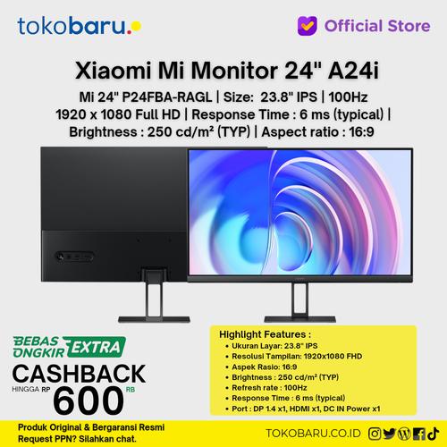 Promo Xiaomi Mi Monitor 24" A24i FHD IPS 100Hz HDMI Ultra Slim Garansi ...