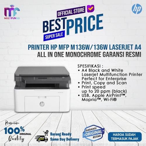 Promo Printer HP Laserjet MFP M136w/136W (Pengganti 135w) A4 All In One - 136W Cicil 0% 3x ...