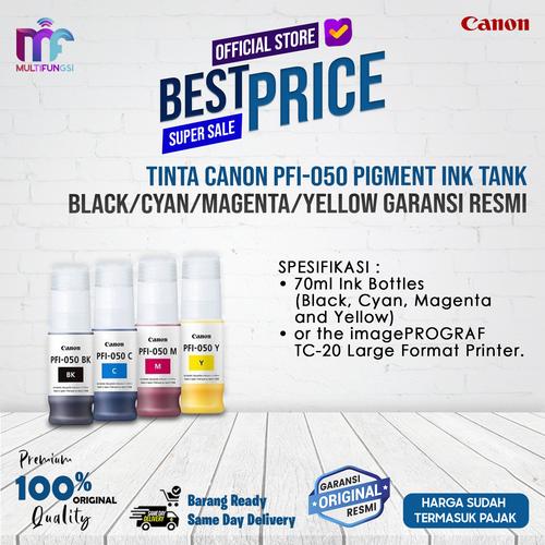 Promo Tinta Canon PFI-050 Pigment Ink Tank Black/Cyan/Magenta/Yellow Garansi Resmi - Yellow ...
