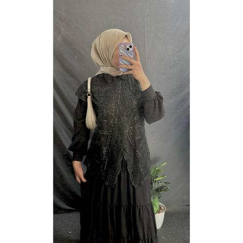 Promo Heidy Vest Brokat Sequin / Outer Rompi Brukat Silang / Baju ...