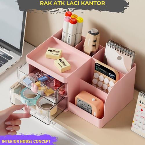 Promo Tempat Pensil Aesthetic Rak Kotak Laci Meja Kerja Aesthetic Wadah ...