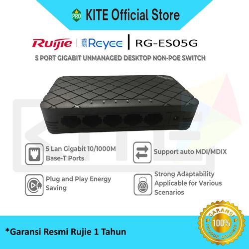 Jual RUIJIE REYEE RG-ES05G 5 PORT GIGABIT UNMANAGED DESKTOP NON-POE SWITCH PLASTIC CASE SERIES ...