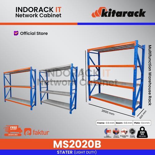 Promo Rak Gudang MS2020 Tinggi 2Meter Panjang 2Meter Rack Gudang 4susun ...