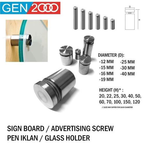 Jual Advertising Sign Board Fitting Glass Holder Stainless 16 X 50 Mm ...