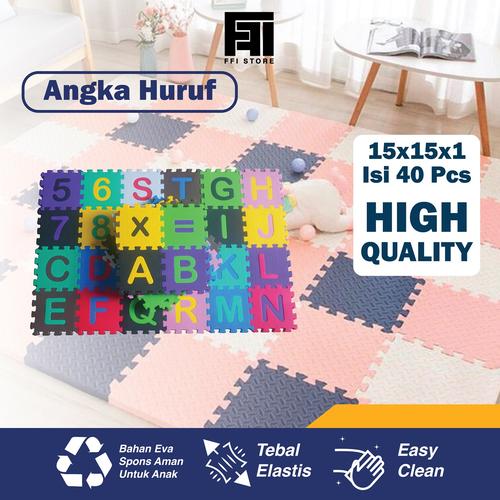 Jual Matras Puzzle Bermain Anak/Playmat Angka dan Huruf 15x15x1cm isi ...